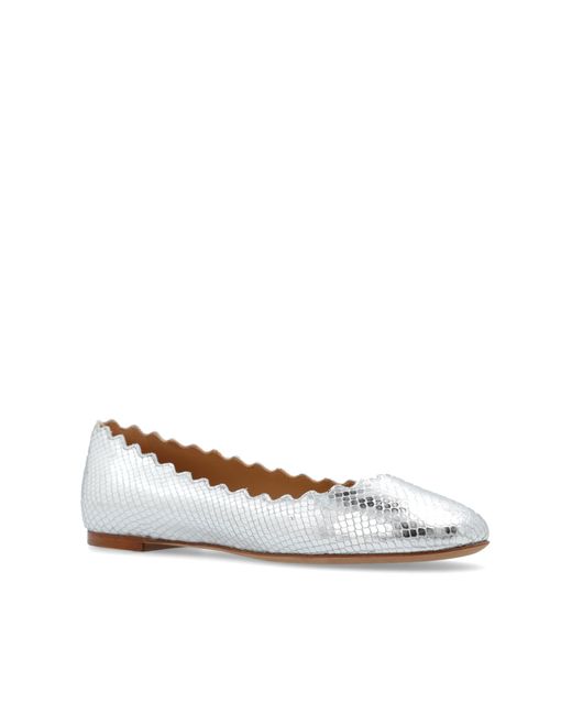 Chloé Leather Ballet Flats 'Lauren' in White | Lyst