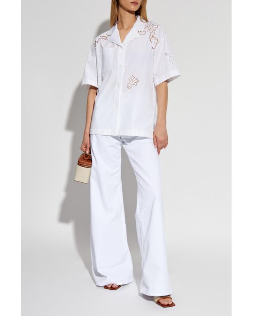 Versace Shirt With Openwork Pattern in White | Lyst
