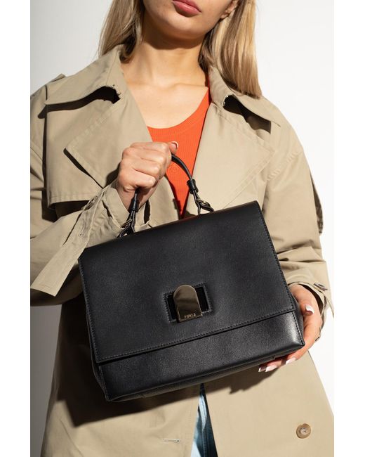 Furla Leather Emma Small Shoulder Bag In Black Lyst
