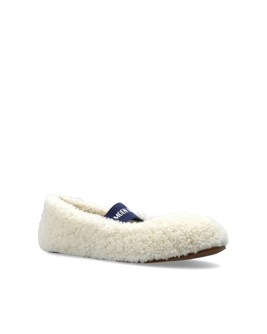 Moon Boot 'Mb Shearling Ballerina' Shoes in White | Lyst UK