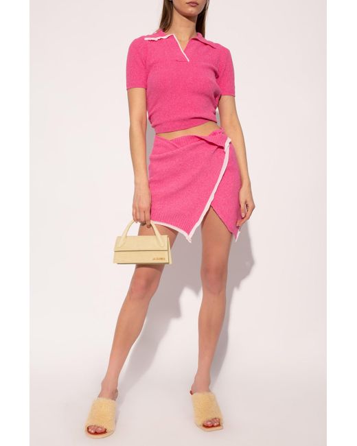 Jacquemus Cotton Asymmetrical Skirt In Pink Lyst