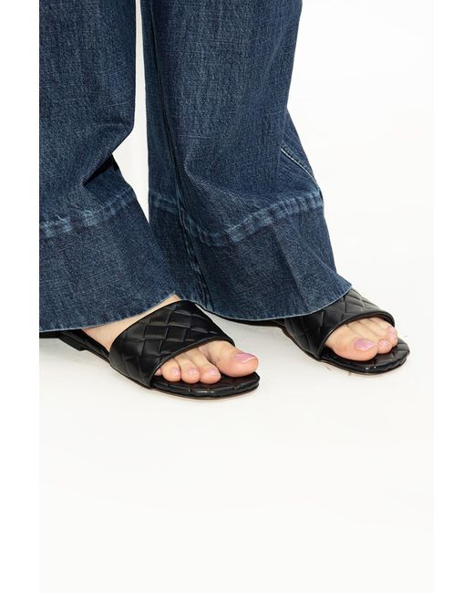 Bottega Veneta 'Amy' Leather Slides in Blue | Lyst