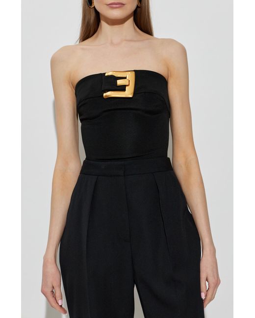 Balmain Bodysuit With Bare Shoulders in Black | Lyst UK