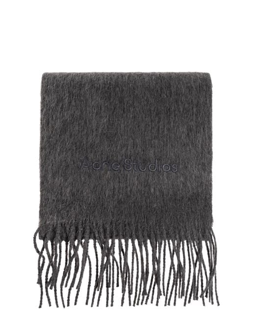 Acne Studios Scarf With Logo Patch in Black | Lyst UK
