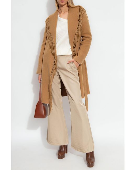 MICHAEL Michael Kors Fringed Coat in Natural | Lyst