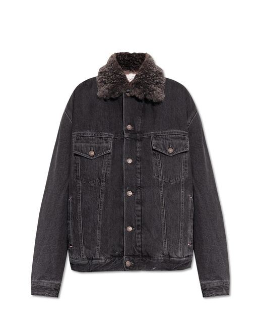 Acne Studios Denim Jacket With Fur Collar, ' in Blue | Lyst