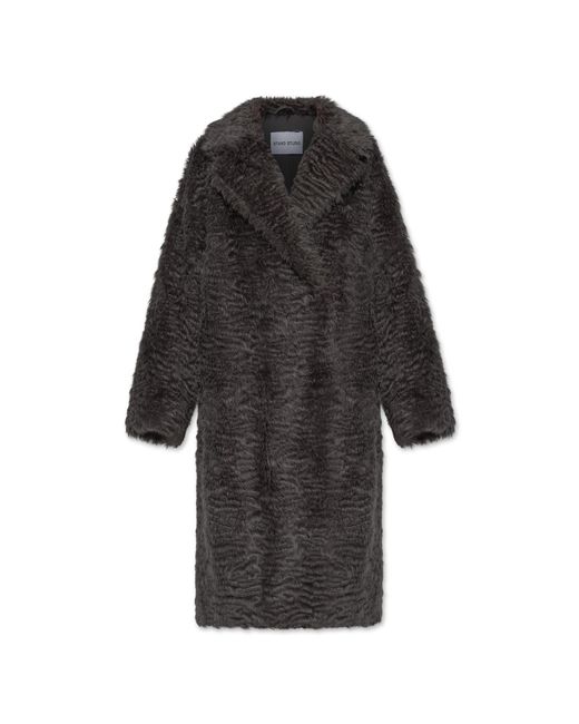 Stand Studio Faux Fur Coat Nicole in Black | Lyst