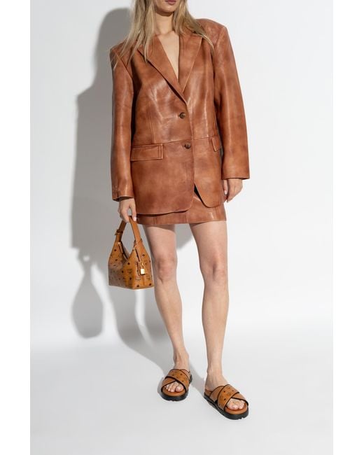 MCM Slippers With Logo in Brown | Lyst