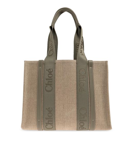 Chloé "Woody Medium" Shopper Bag in Natural | Lyst UK