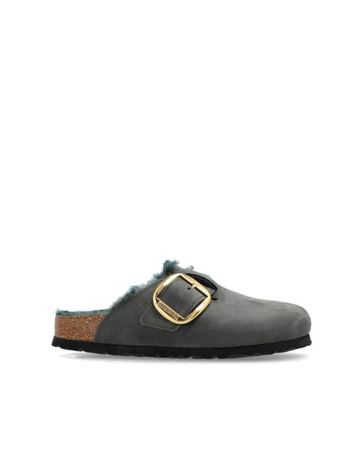 Birkenstock Clogs Boston Big Buckle Shearling in Blue | Lyst
