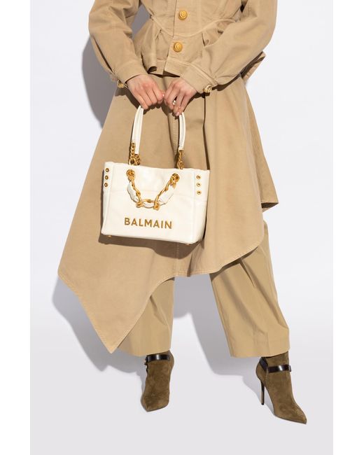 Balmain Bag 1945 Small Type Shopper in Natural | Lyst