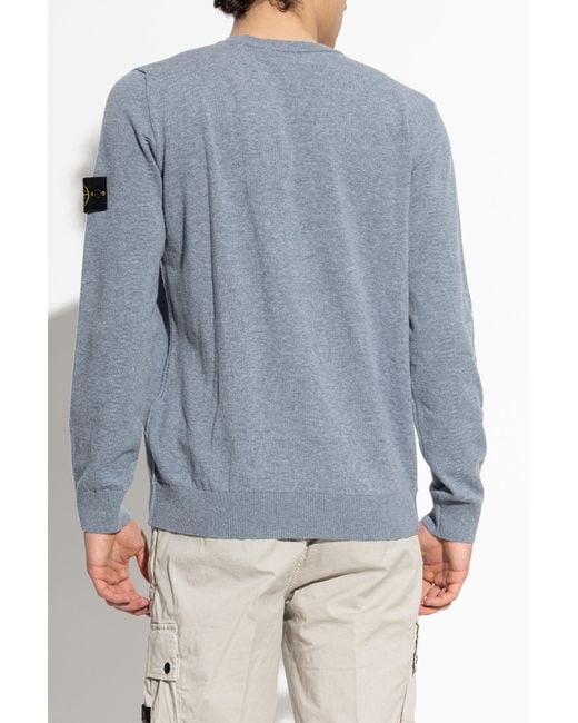 Stone Island Wool Sweater With A Crew Neck in Blue for Men | Lyst UK