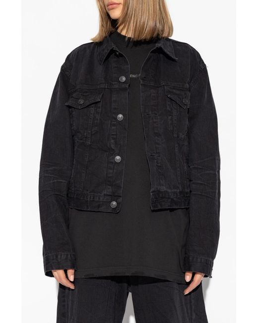 Balenciaga Denim Jacket in Black | Lyst