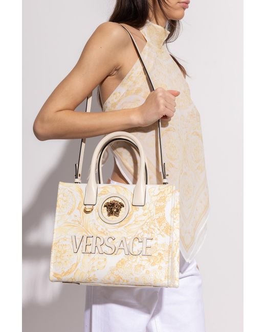 Versace 'La Medusa Small' Shopper Bag in Natural | Lyst UK