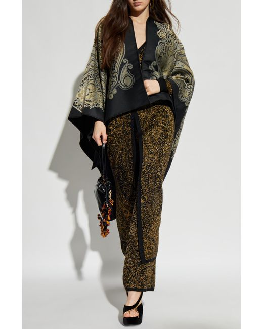 Etro Cape With Lurex Thread in Black | Lyst UK