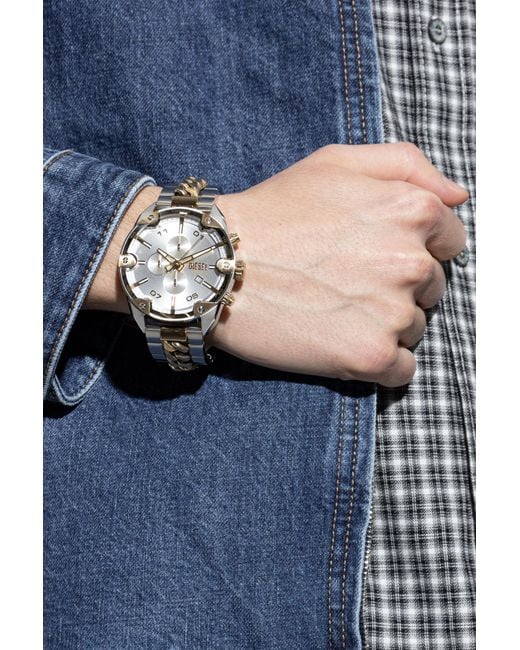 DIESEL Steel Watch "spiked", in Metallic for Men | Lyst UK