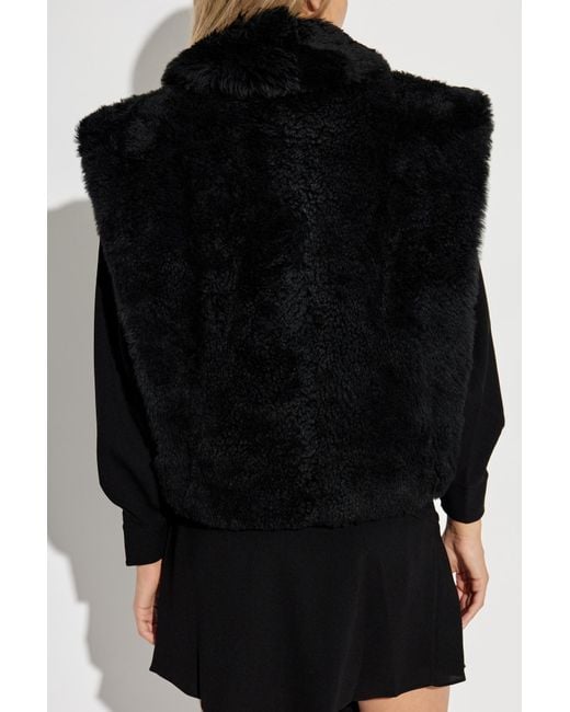IRO Fur Vest Midaos in Black | Lyst