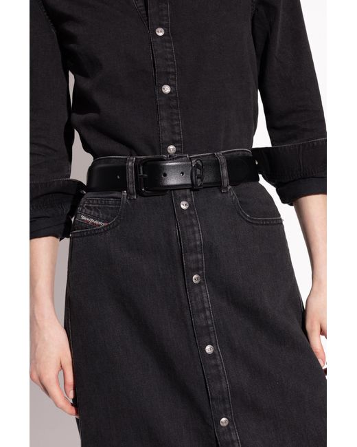 DIESEL Leather Belt "Oval D Logo B-1Dr" in Black | Lyst UK