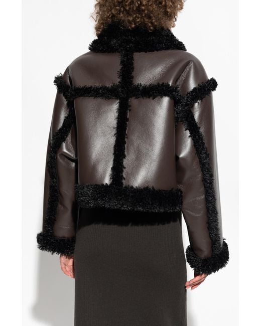 Stand Studio Faux Fur Jacket Kristy in Black | Lyst