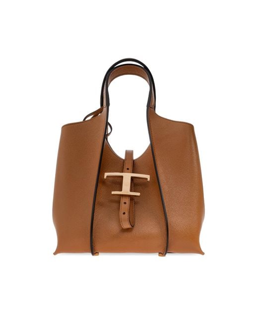 Tod's 'T Timeless' Handbag in Brown | Lyst UK