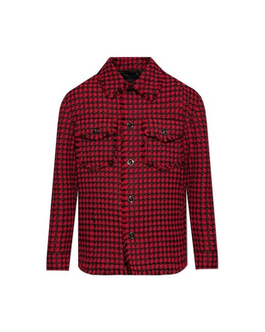 Versace Tweed Jacket in Red for Men | Lyst
