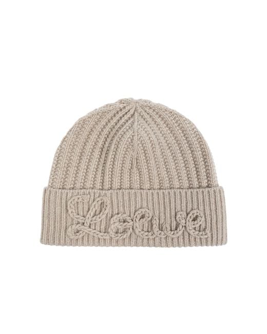Loewe Wool Hat With Logo in Natural | Lyst UK