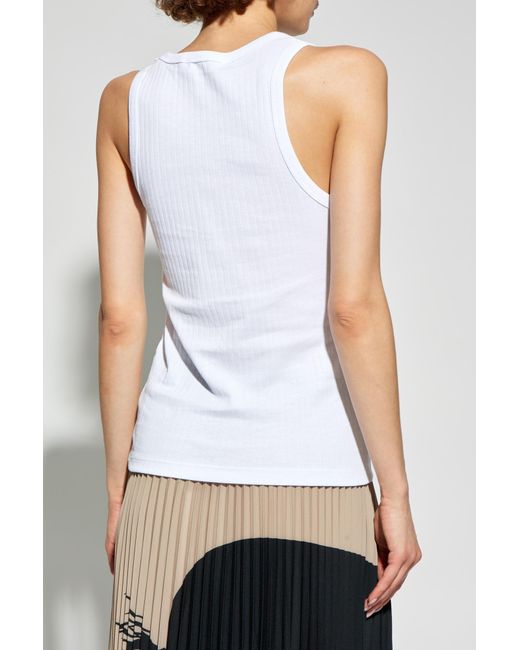 Munthe Top With Embroidered Logo in Natural | Lyst