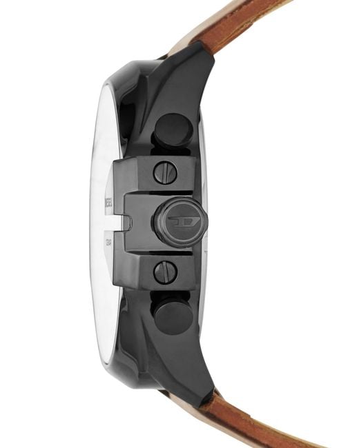 DIESEL "mega Chief" Watch On A Leather Strap, in Black for Men | Lyst UK