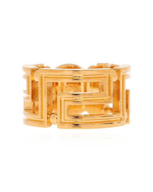Versace Ring With Greek Pattern in Black | Lyst
