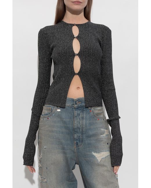Amiri Cardigan With Metallic Thread in Black | Lyst UK