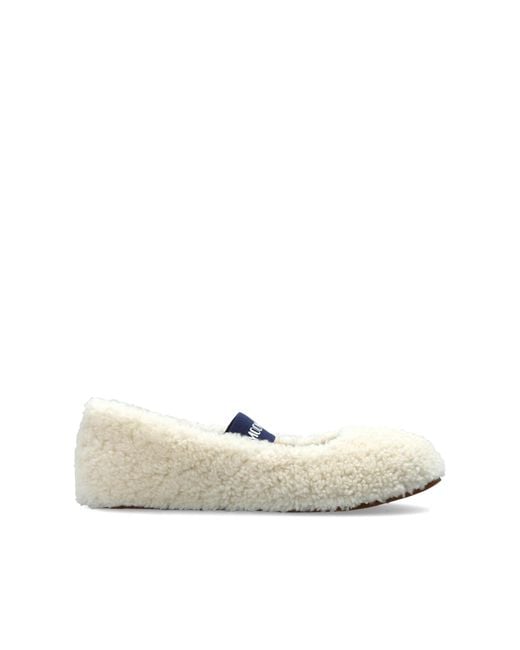 Moon Boot 'Mb Shearling Ballerina' Shoes in White | Lyst UK