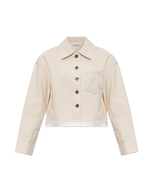Self-Portrait Denim Jacket With Vintage Effect in Natural | Lyst