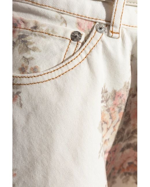 Ganni Denim Skirt With Floral Motif in Natural | Lyst