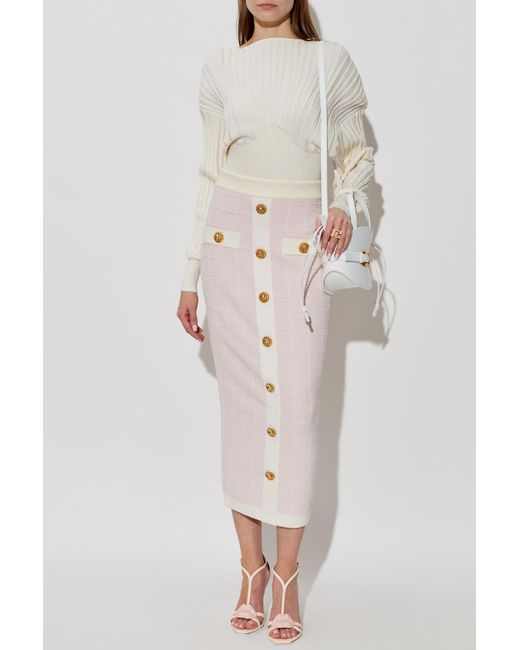 Balmain Waist-Cinched Top in White | Lyst UK