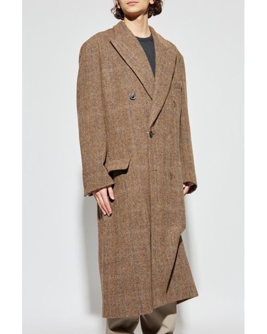 Maison Margiela Double-Breasted Coat With A Single Vent in Brown for ...