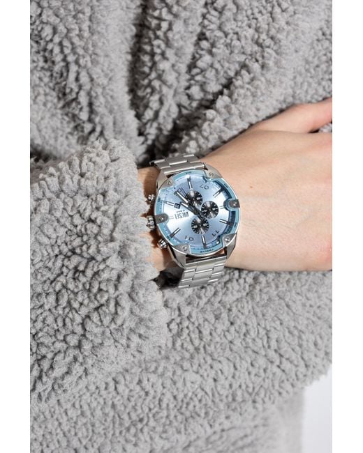 DIESEL Steel Watch "spiked", in Blue for Men | Lyst UK