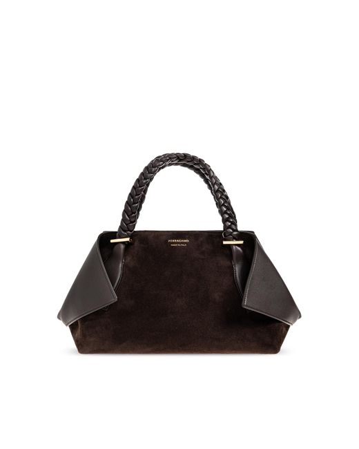 Ferragamo Suede Handbag in Black | Lyst UK