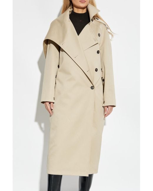 Courreges Double-Breasted Trench Coat in Natural | Lyst
