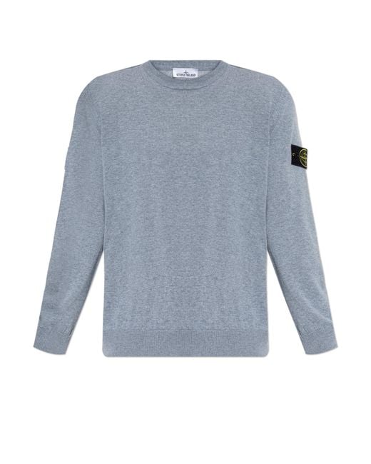 Stone Island Wool Sweater With A Crew Neck in Blue for Men | Lyst UK