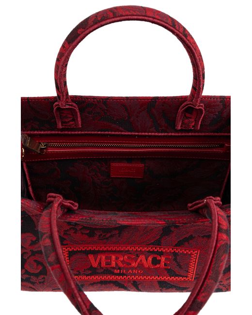 Versace 'Barocco Athena Small' Shopper Bag in Red | Lyst