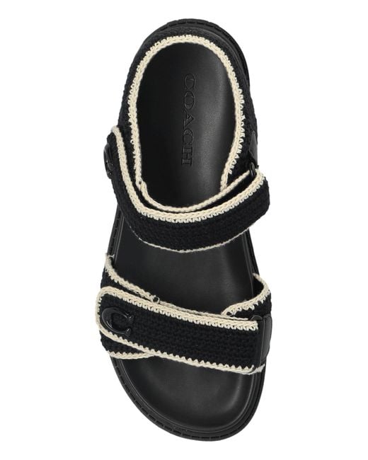 COACH Flat Sandals in Black | Lyst UK