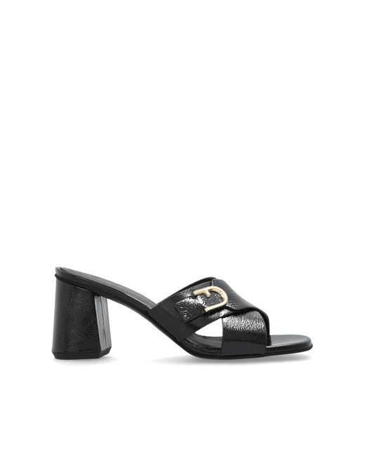 Furla Chic Heeled Mules in Black | Lyst
