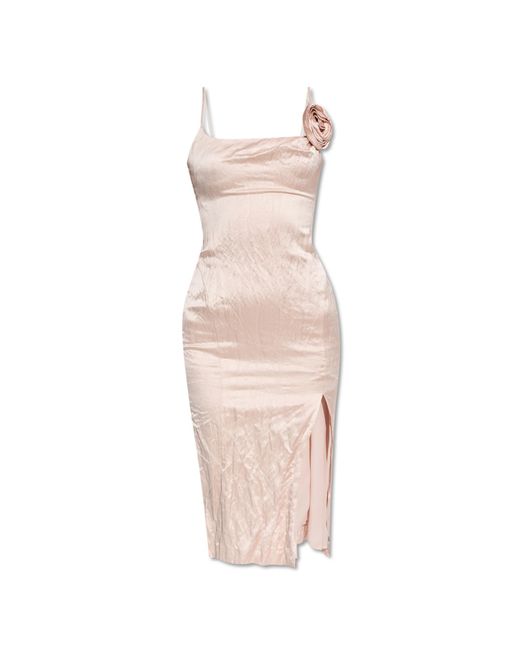 Blumarine Satin Dress With Crumple Effect in Pink | Lyst