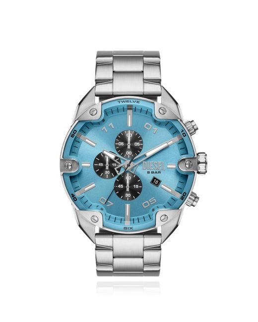 DIESEL Steel Watch "spiked", in Blue for Men | Lyst UK