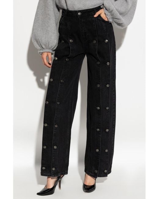 ROTATE BIRGER CHRISTENSEN Jeans With Buttons in Black | Lyst UK