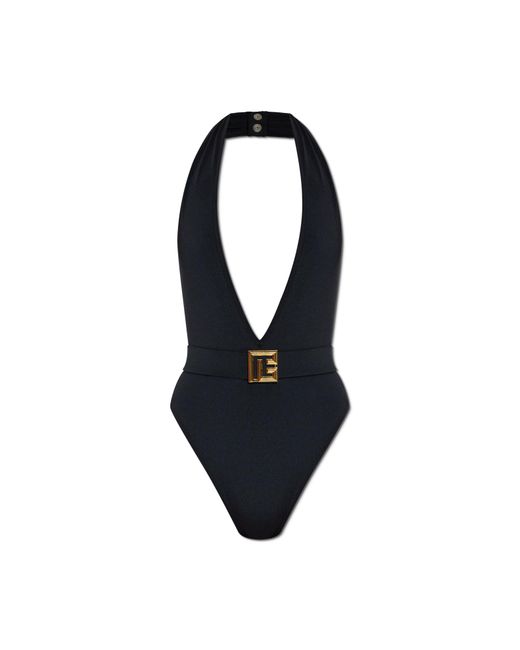 Balmain One-Piece Swimsuit in Black | Lyst