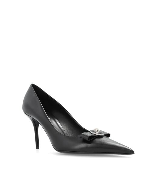 Versace Leather High Heels in Black | Lyst UK
