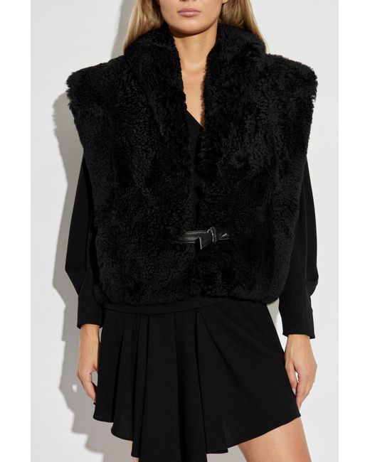IRO Fur Vest Midaos in Black | Lyst