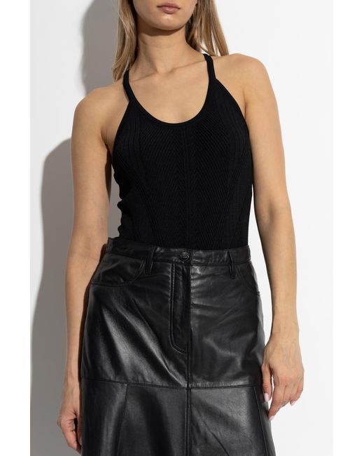GAUGE81 Ribbed Racerback Bodysuit in Black | Lyst