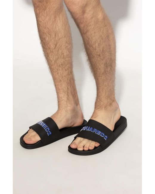 DSquared² Rubber Slides With Logo in Black for Men | Lyst